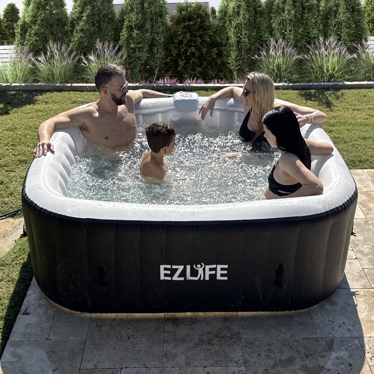 EZLIFE 6 Person Inflatable Hot Tub w/LED LIGHTING & Reviews | Wayfair